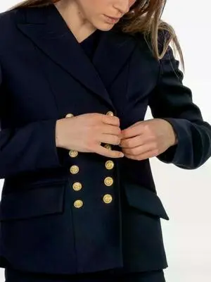 Seafarer Double-breasted Wool Blazer - Blue