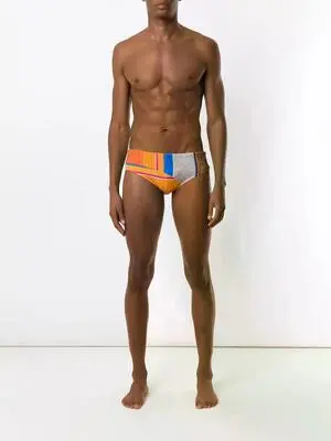AMIR SLAMA Eco Print High-leg Swimming Trunks
