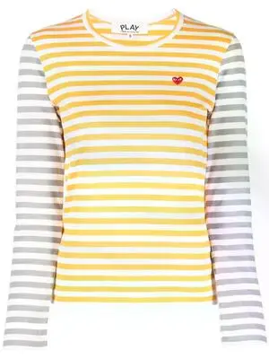 Play Comme Des Garcon Logo-patch Striped T-shirt