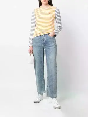 Play Comme Des Garcon Logo-patch Striped T-shirt