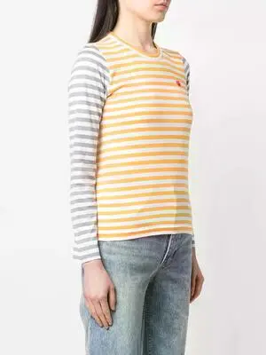Play Comme Des Garcon Logo-patch Striped T-shirt