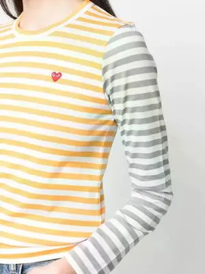 Play Comme Des Garcon Logo-patch Striped T-shirt