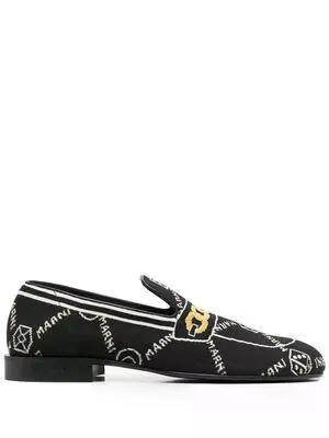 Marni All-over Logo-jacquard Loafers - Black