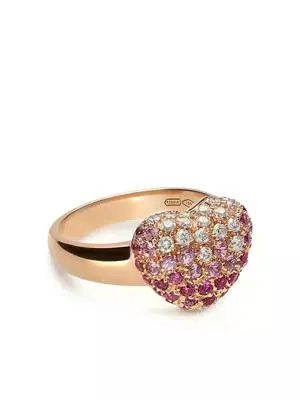 LEO PIZZO 18kt Rose Gold Diamond And Sapphire Amore Ring - Pink