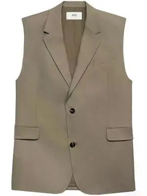 AMI Paris Oversize Virgin Wool Waistcoat - Neutrals