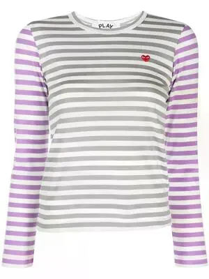 Play Comme Des Garcon Heart-patch Cotton T-shirt - Grey