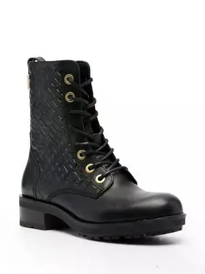 Tommy Hilfiger Monogram-embossed Biker Boots