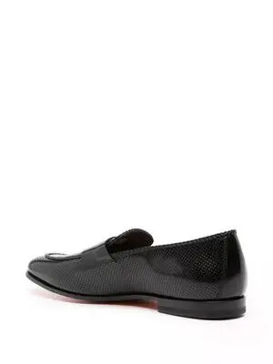 Santoni Perforated Leather Penny Loafers