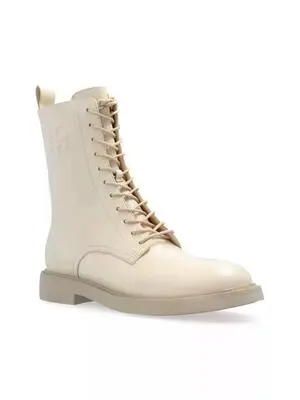 Tory Burch Logo-embossed Leather Boots - Neutrals