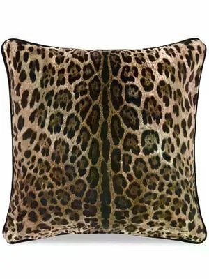 Dolce & Gabbana Medium Leopardo-print Velvet Cushion - Brown