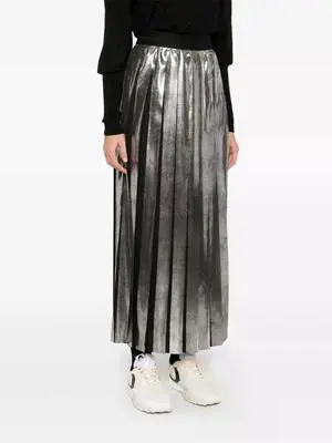 MSGM Pleated Metallic Midi Skirt