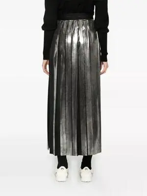 MSGM Pleated Metallic Midi Skirt