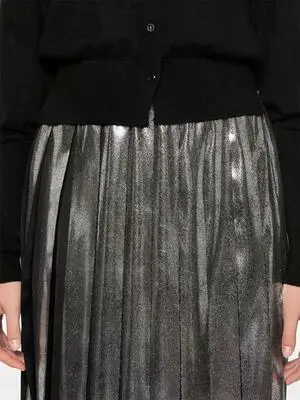 MSGM Pleated Metallic Midi Skirt