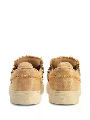 GIUSEPPE ZANOTTI Frayed-detail Lace-up Sneakers - Neutrals