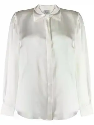 Carine Gilson Long-sleeve Silk-satin Shirt - White