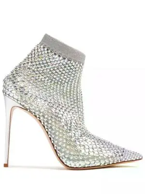 LE SILLA Gilda 120mm Leather Boots - Silver