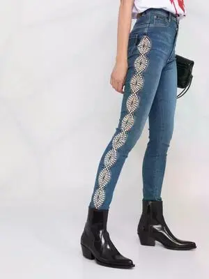 Philipp Plein Crystal-embellished High-waist Jeggings