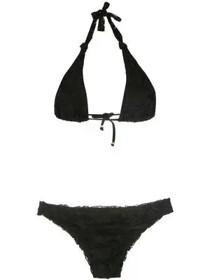 AMIR SLAMA Textured Triangle Bikini Set - Black