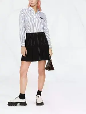 Play Comme Des Garcon Heart Logo Striped Shirt