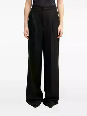 AMI Paris Wide-leg Wool Trousers - Black
