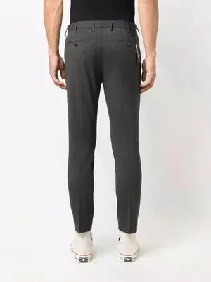 PT TORINO Pressed-crease Tailored Trousers With Charm Detail - Grey
