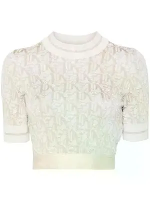 Palm Angels Monogram-jacquard Knitted Crop Top
