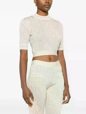Palm Angels Monogram-jacquard Knitted Crop Top