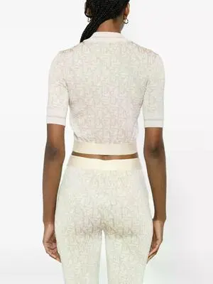 Palm Angels Monogram-jacquard Knitted Crop Top