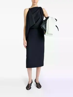 Proenza Schouler Elena Draped Gabardine Dress - Black