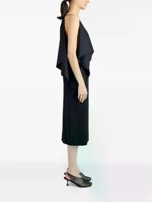 Proenza Schouler Elena Draped Gabardine Dress - Black