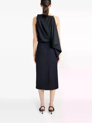 Proenza Schouler Elena Draped Gabardine Dress - Black