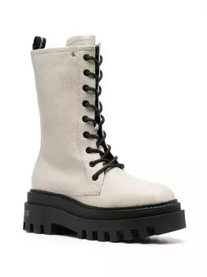 Calvin Klein Lace-up Leather Platform Boots