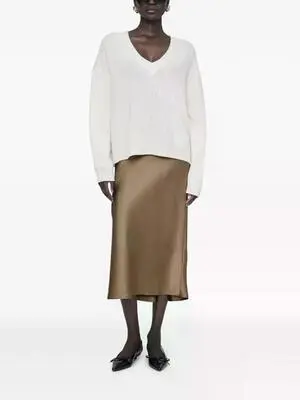 ANINE BING Bar Silk Midi Skirt