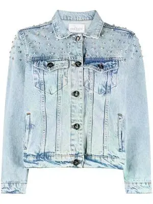 ANA RADU Crystal-embellished Denim Jacket - Blue