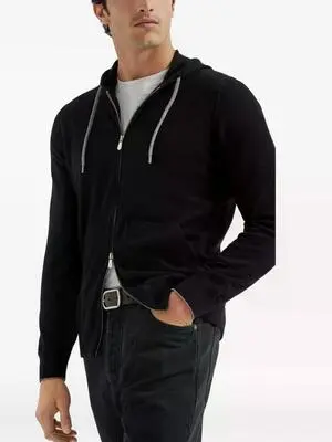 Brunello Cucinelli Zip-front Cashmere Hoodie - Black