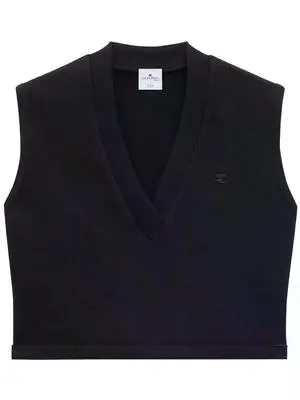 COURREGES Varsity Logo-appliqué Vest - Black