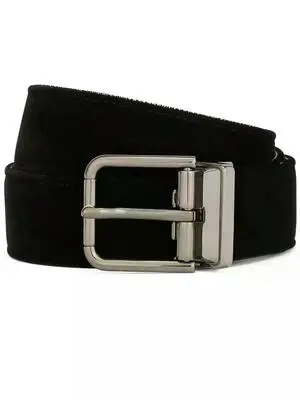 Dolce & Gabbana Buckled Velvet Belt - Black