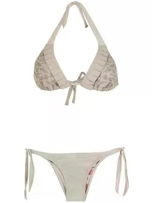 AMIR SLAMA Ruffled Triangle Bikini Set - Neutrals