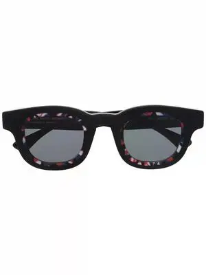 Thierry Lasry Marbled-effect Round Frame Sunglasses - Black