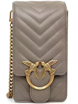 Pinko Chevron-quilting Leather Phone Case - Neutrals