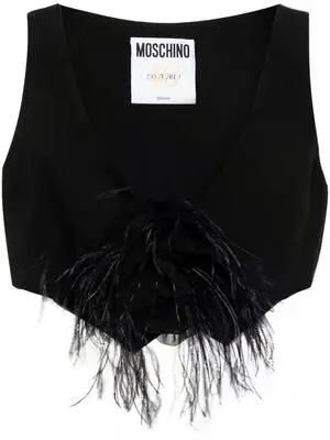 Moschino Floral-appliqué Sleeveless Top - Black