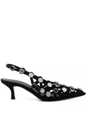 Attico 50mm Grid Slingback Pumps - Black