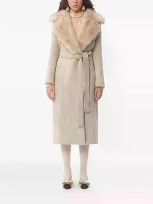 Valentino Garavani Virgin Wool Coat With Faux Fur Collar