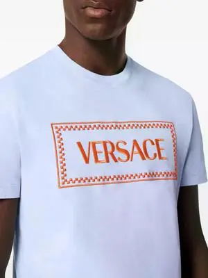 Versace 90s Logo Embroidered T-shirt - Blue