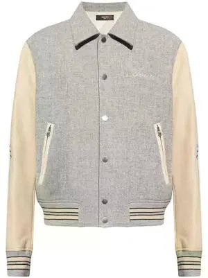 Amiri Contrasting-sleeve Bomber Jacket - Grey