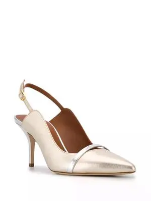 MALONE SOULIERS Pointed Toe Slingback Heels - Silver