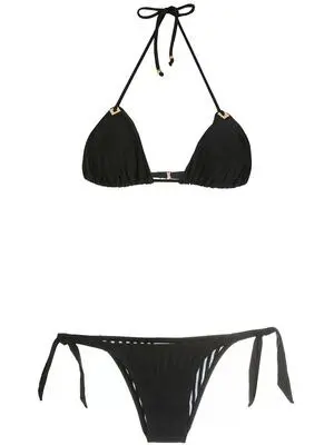 AMIR SLAMA Textured Triangle Bikini Set - Black