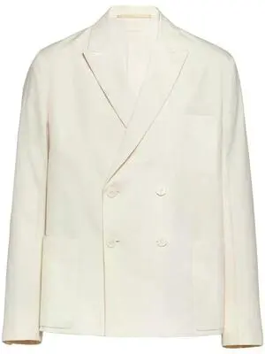 Prada Double-breasted Cotton Jacket - Neutrals
