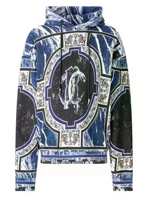 Roberto Cavalli Cotton Hoodie With Graphic Print - Blue