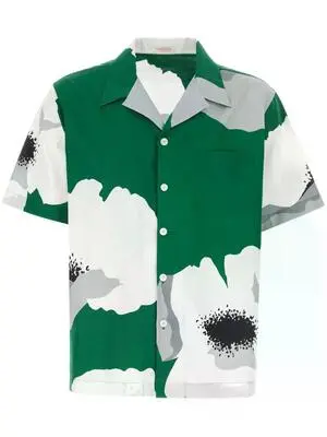 Valentino Garavani Flower Portrait-print Bowling Shirt - Green
